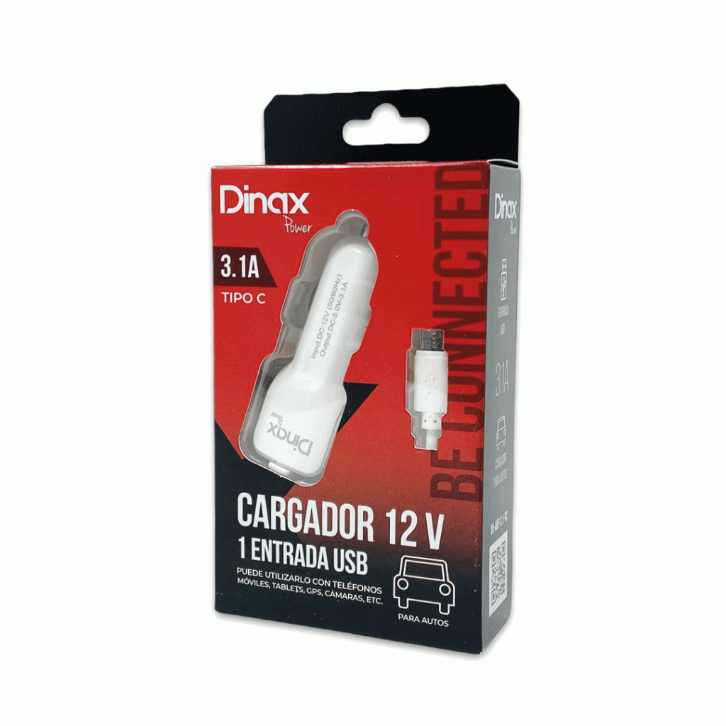 DINAX DXAUT31TC * Cargador 12V con cable Ficha TC * 3.1 Amp * 1 Entrada ...